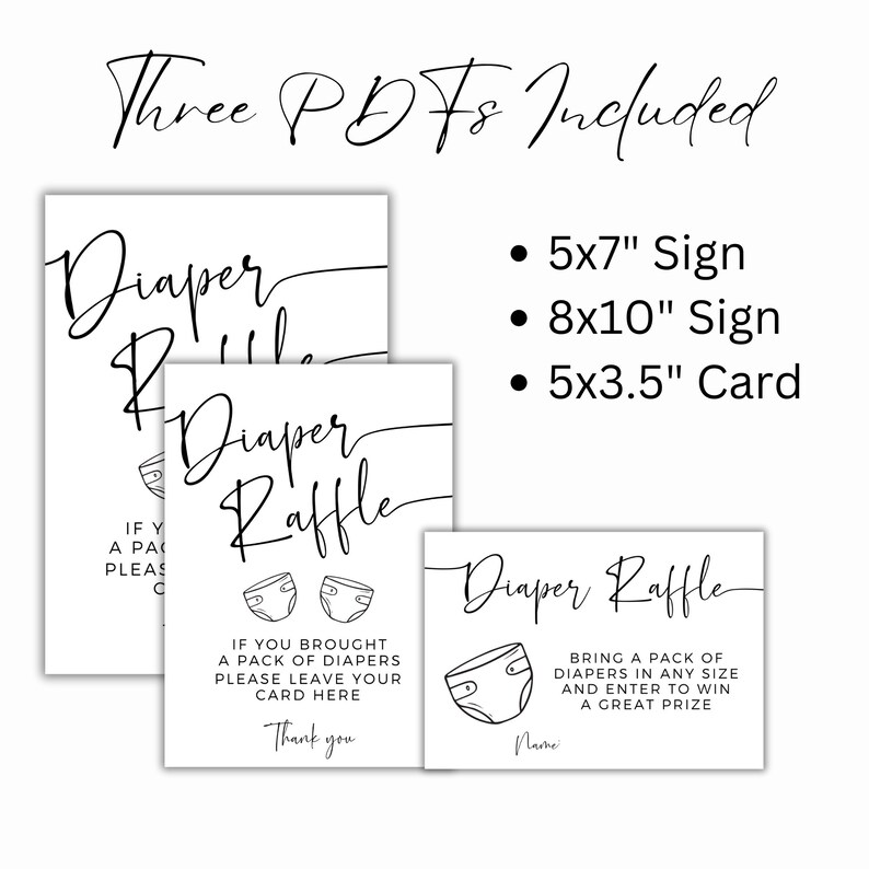 Baby Shower Diaper Raffle Sign and Raffle Ticket, Minimal Baby Shower ...