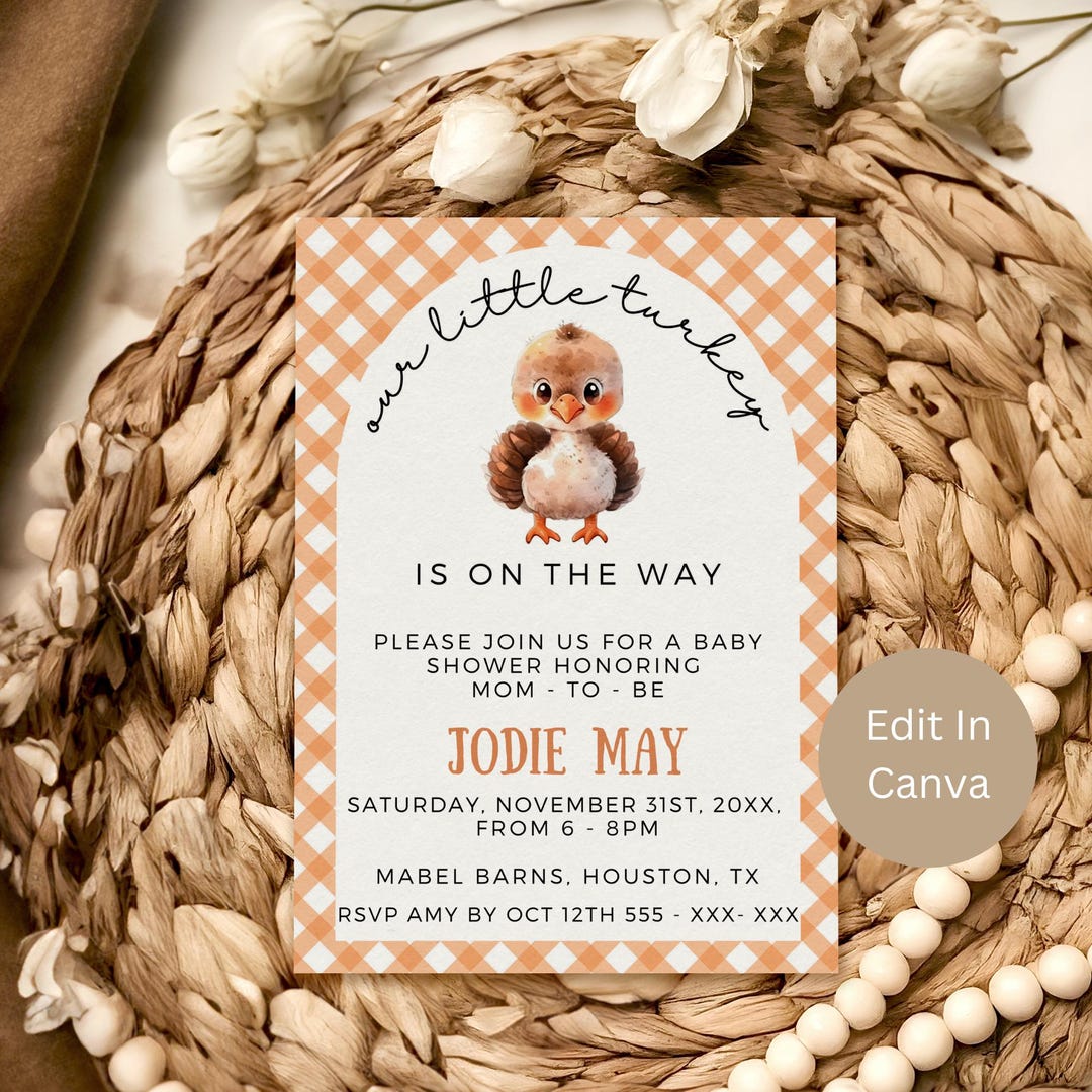 A Little Turkey Baby Shower Invitation, Thanksgiving Baby Shower ...