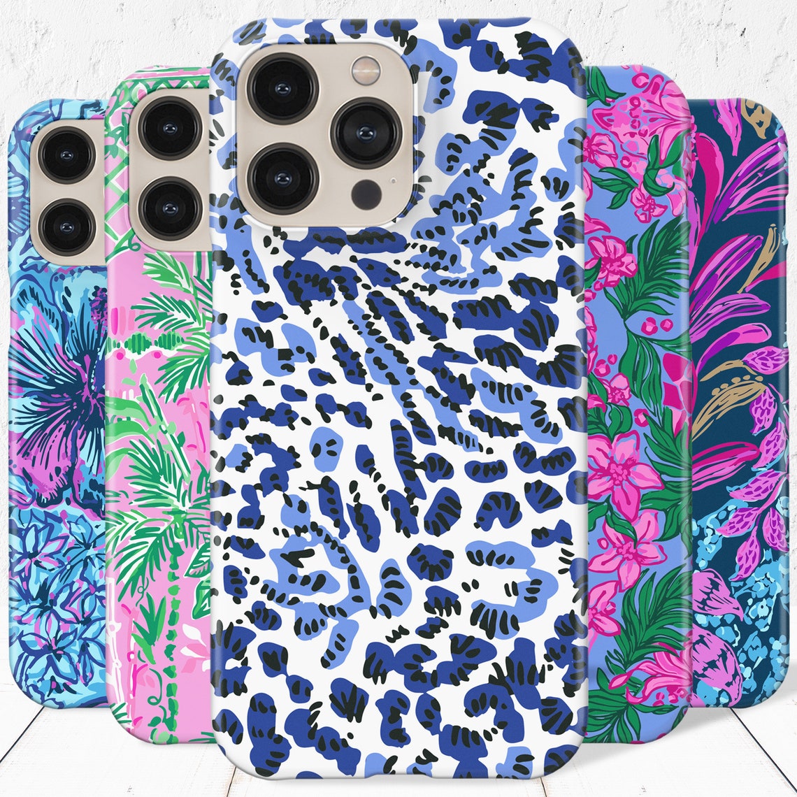 Preppy iPhone Case Navy Blue White Leopard Animal Print Bright Colorful ...