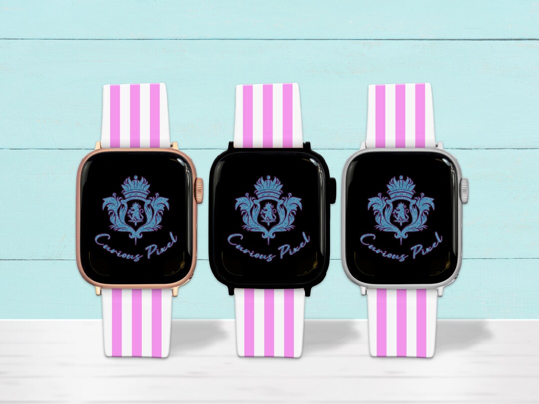 Pink Preppy Apple Watchband Custom Watch Band With Trendy Pink Stripes ...