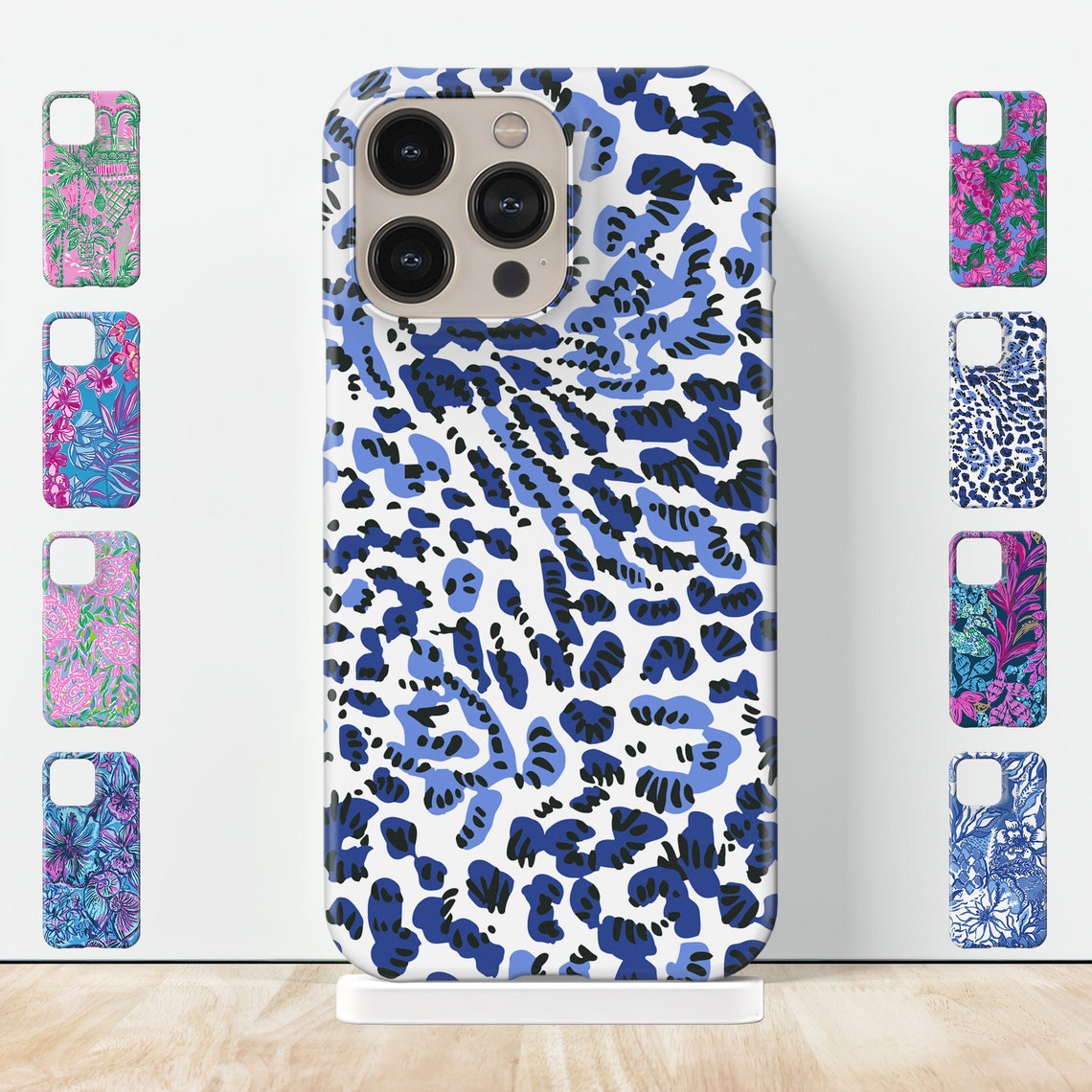 Preppy iPhone Case Navy Blue White Leopard Animal Print Bright Colorful ...
