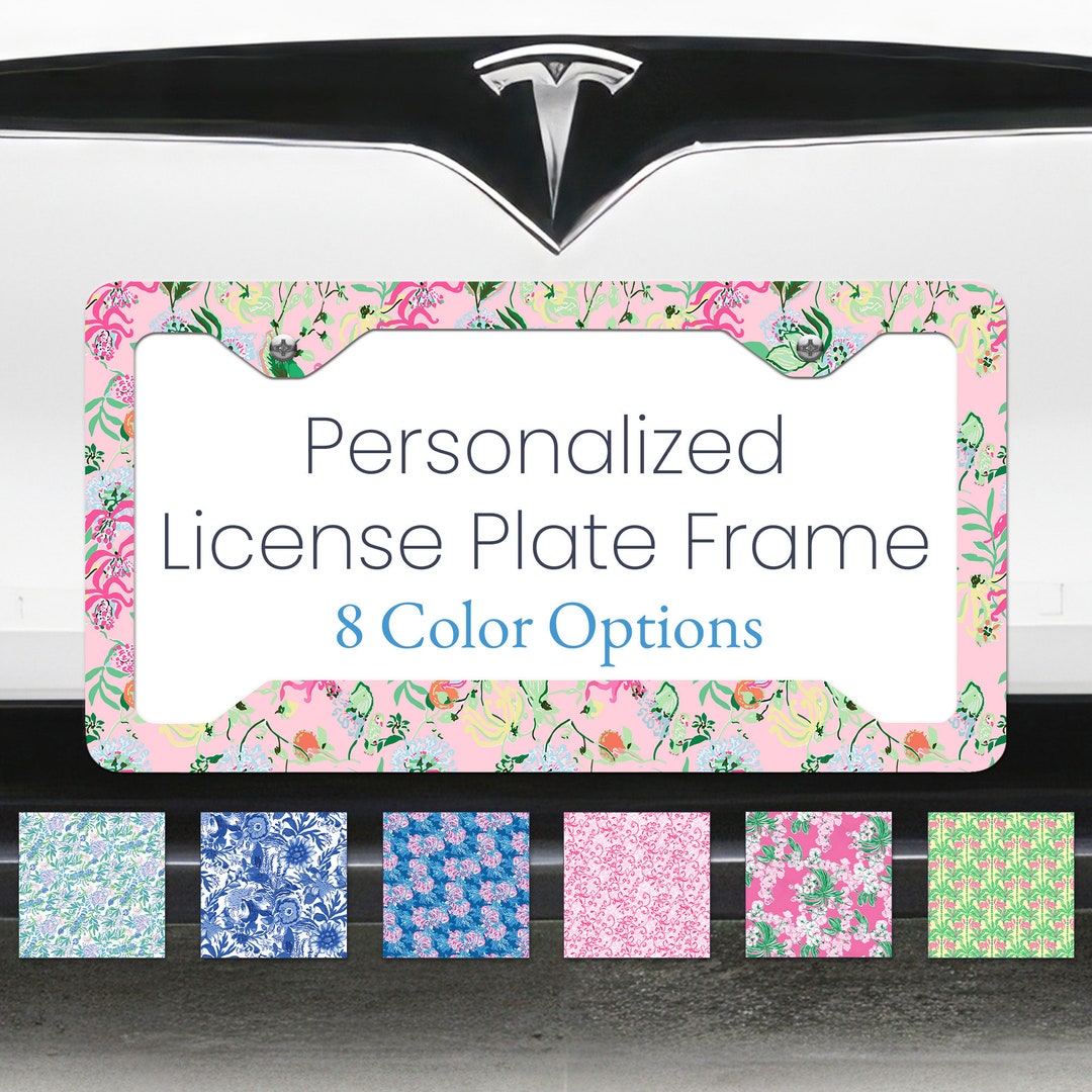 Pink Car Accessories Preppy License Plate Frame for Women Cute Floral ...