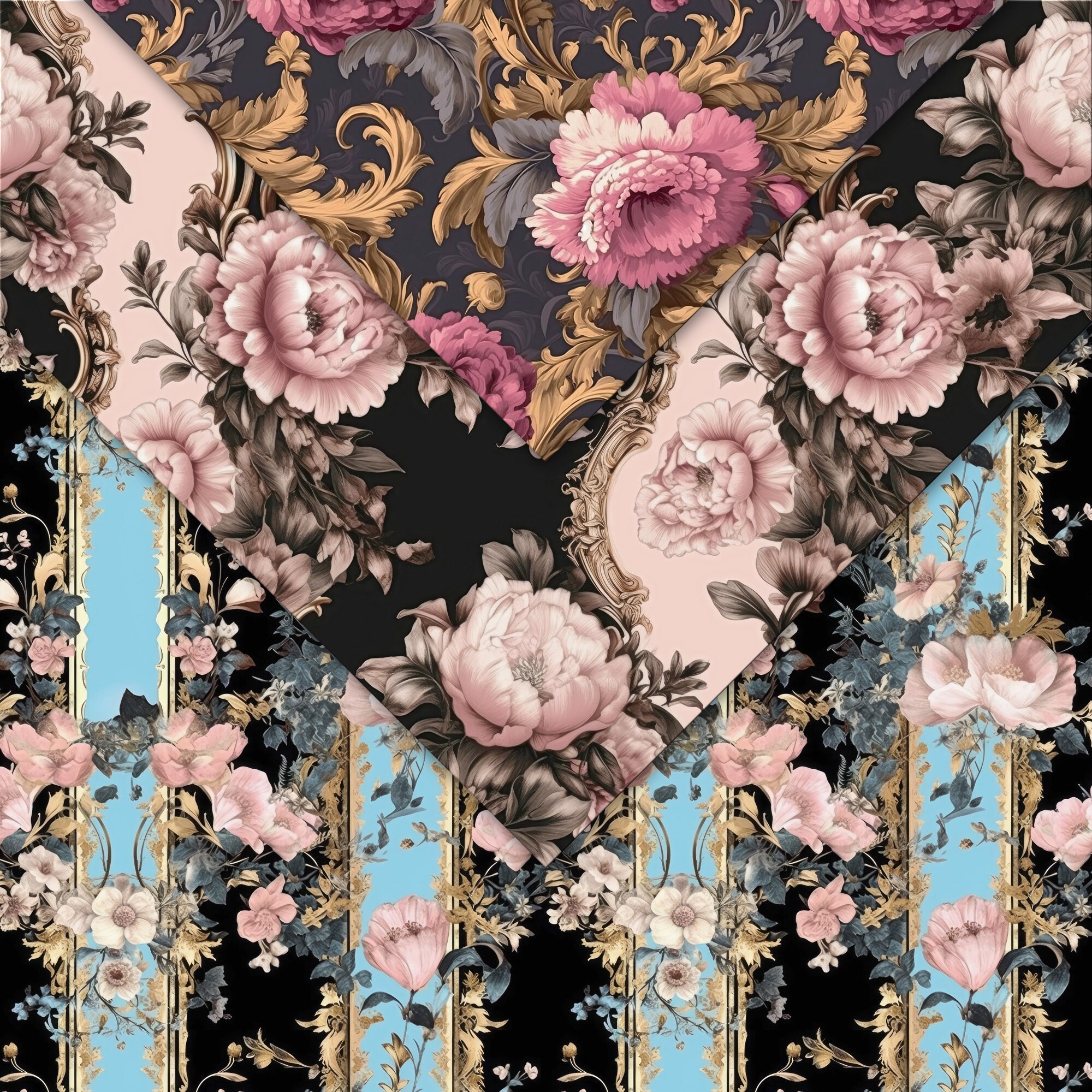 Ornate Pink Shabby Chic Wallpaper Digital Paper Pattern Seamless ...