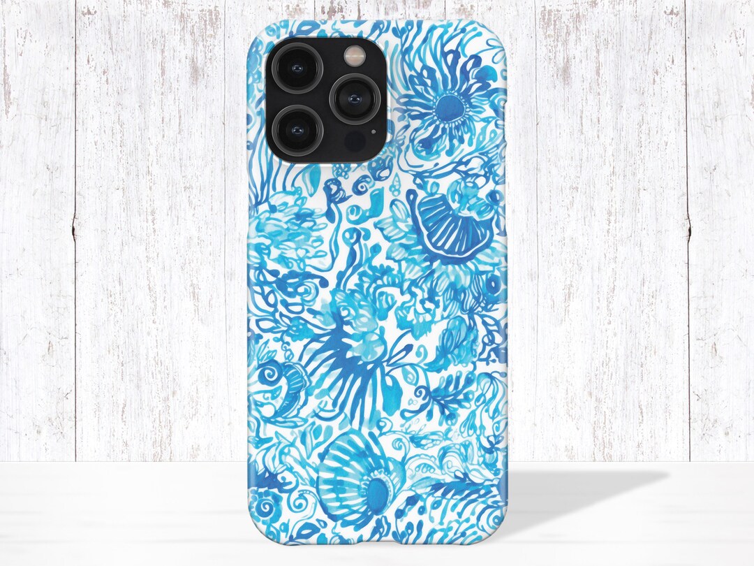 Preppy Cute iPhone Case Clear Blue White Sea Shells Lilly P Inspired ...