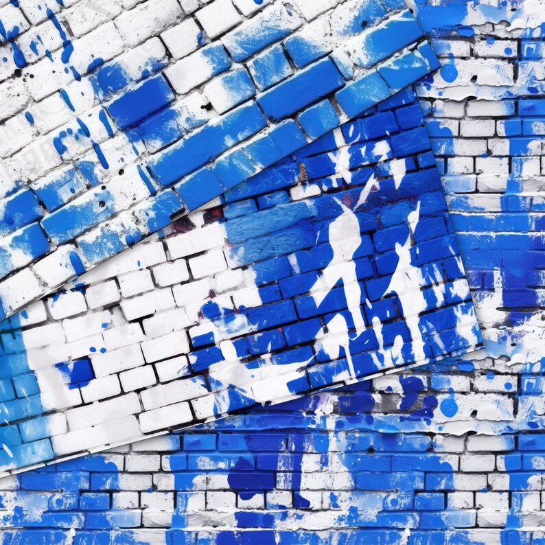 Royal Blue Graffiti Brick Digital Paper Seamless Texture Pattern Grunge ...