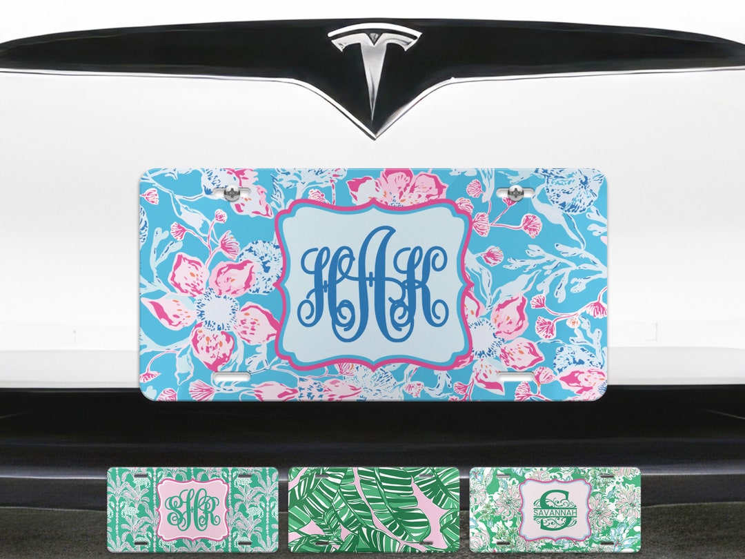 Blue Monogram Vanity License Plate Custom Initials Car Tag Designer ...