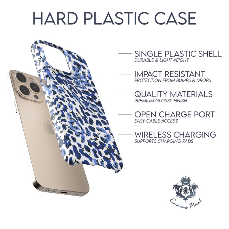 Preppy iPhone Case Navy Blue White Leopard Animal Print Bright Colorful ...