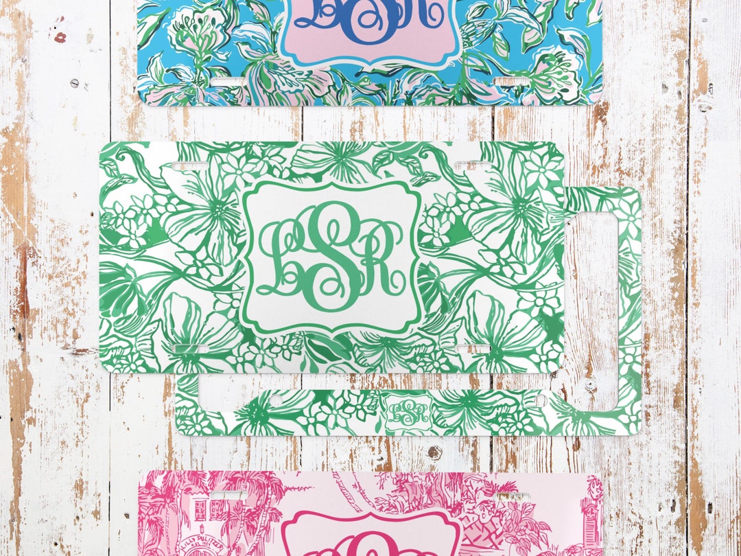 Personalized License Plate Matching Frame Cute Custom Initials Tag ...