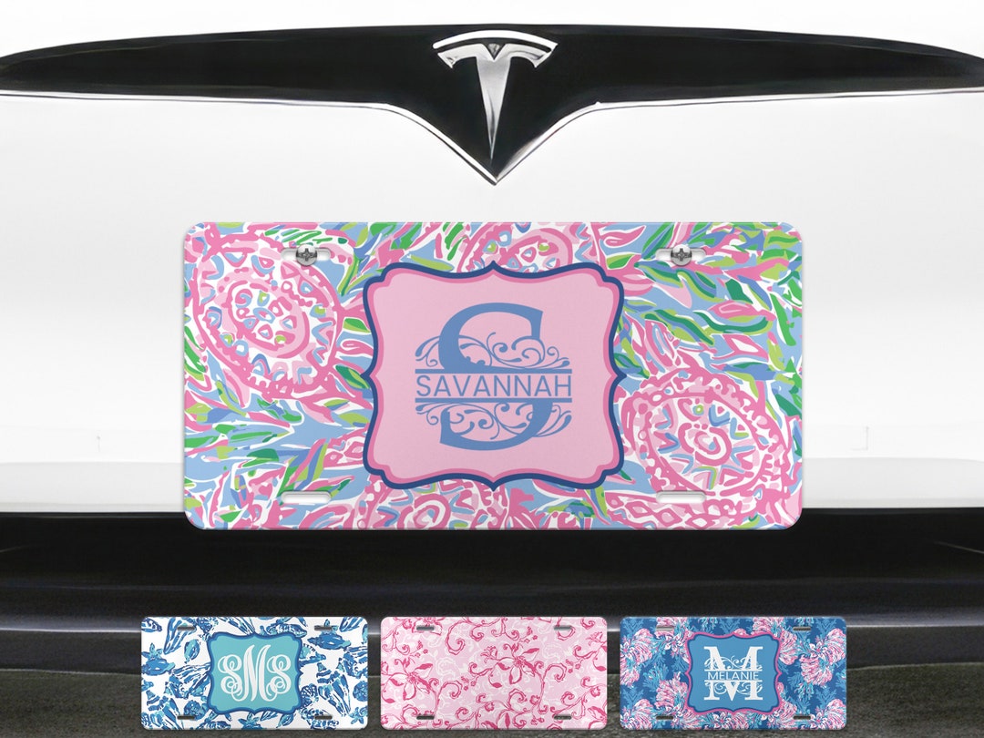Personalized Front License Plate Pink Monogram Vanity Plate Tag for Car ...