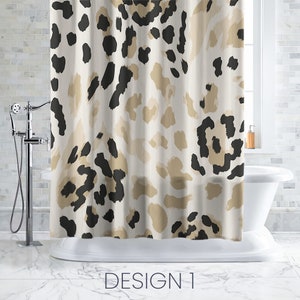 Cute Shower Curtain Black Beige Cream Cheetah Print Farm House Bath ...