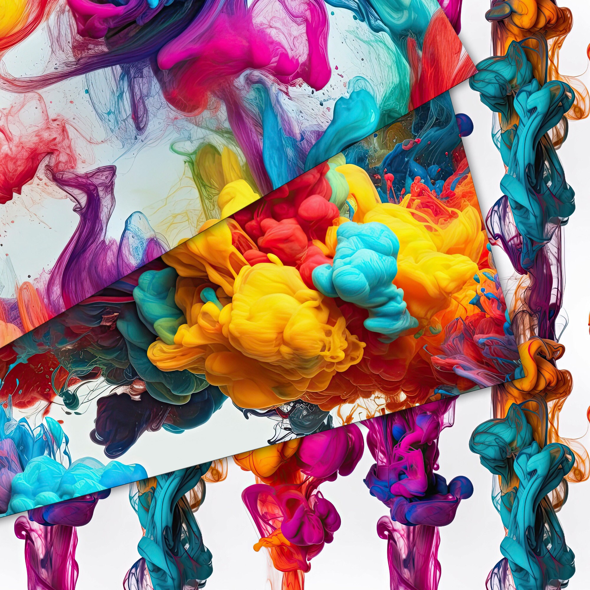 Powder Colorbomb Digital Paper Pattern, Seamless Vivid Bright Colorful ...