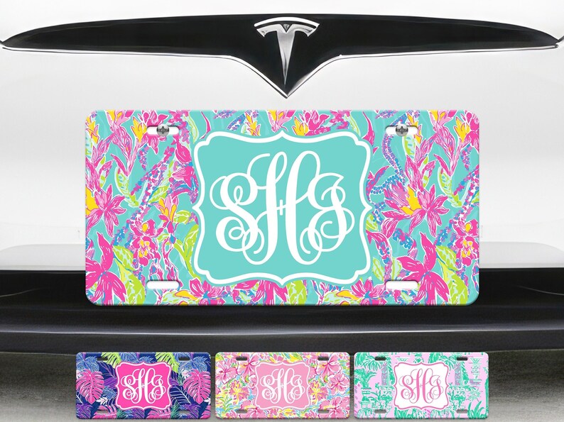 Monogram Vanity License Plate Custom Initials Car Tag Designer Fashion ...