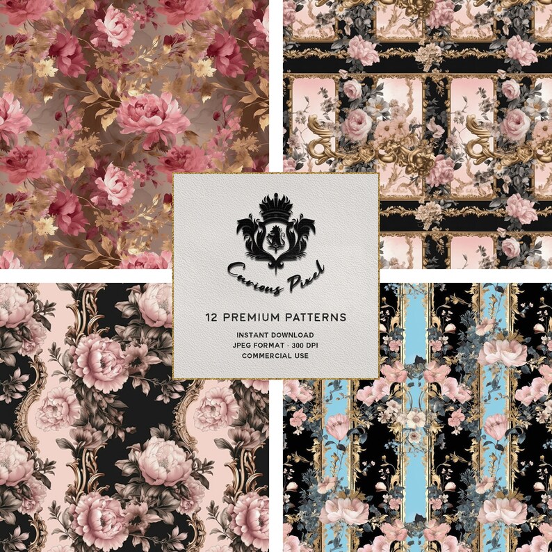 Ornate Pink Shabby Chic Wallpaper Digital Paper Pattern Seamless ...