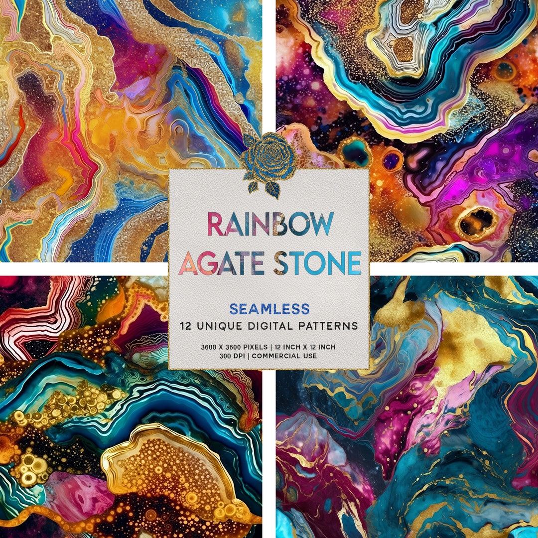 Rainbow Agate Stones Digital Paper Pattern Seamless Rainbow Agate ...