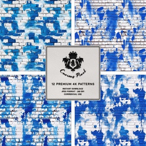 Royal Blue Graffiti Brick Digital Paper Seamless Texture Pattern Grunge ...