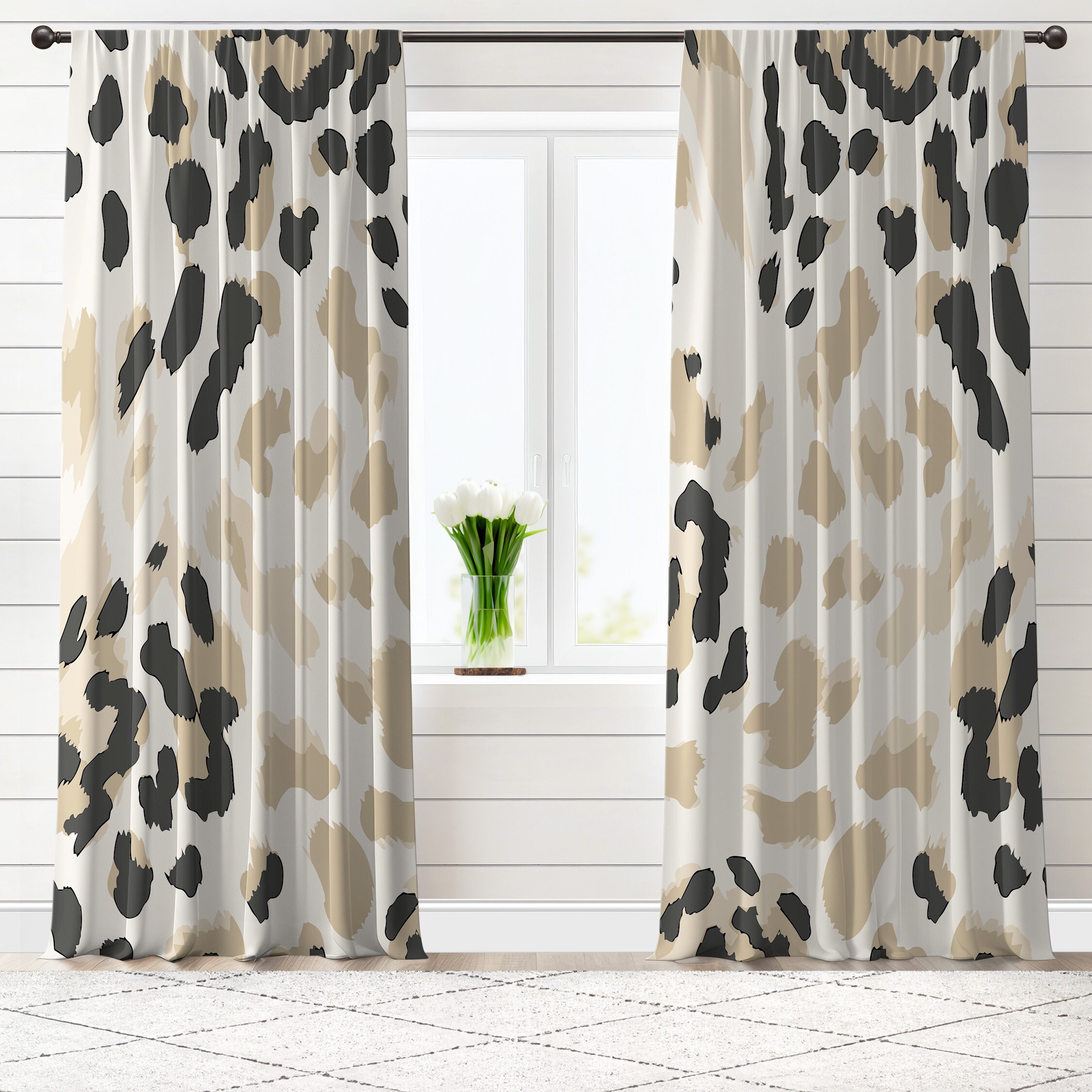 Cute Leopard Print Curtain Custom Window Treatment Navy Teal - Etsy