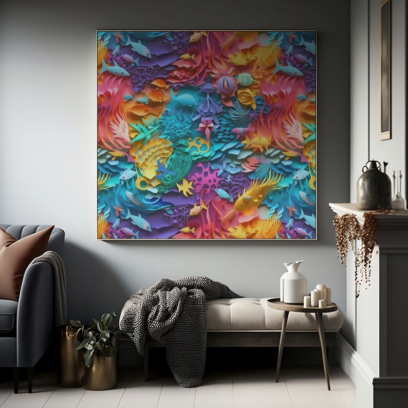 Layered Paper Aquatic Life Digital Paper Pattern Seamless - Etsy