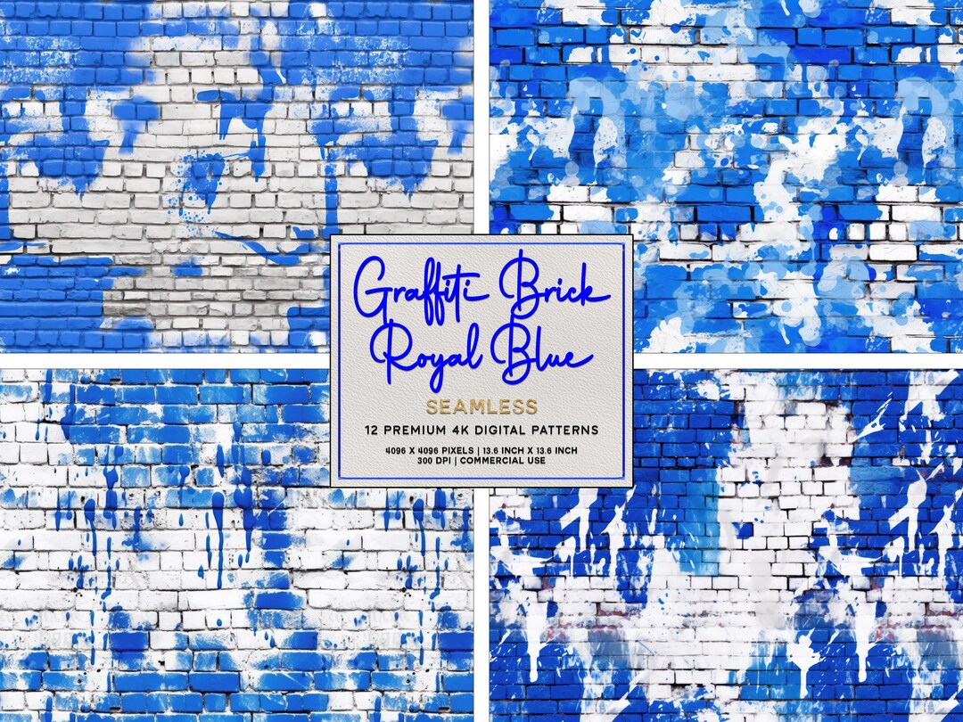 Royal Blue Graffiti Brick Digital Paper Seamless Texture Pattern Grunge ...