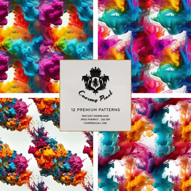 Powder Colorbomb Digital Paper Pattern, Seamless Vivid Bright Colorful ...