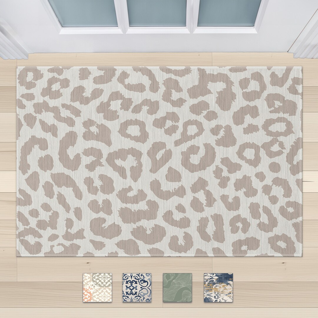 Leopard Rug Beige Cheetah Spot Animal Print Carpet Farmhouse Style ...