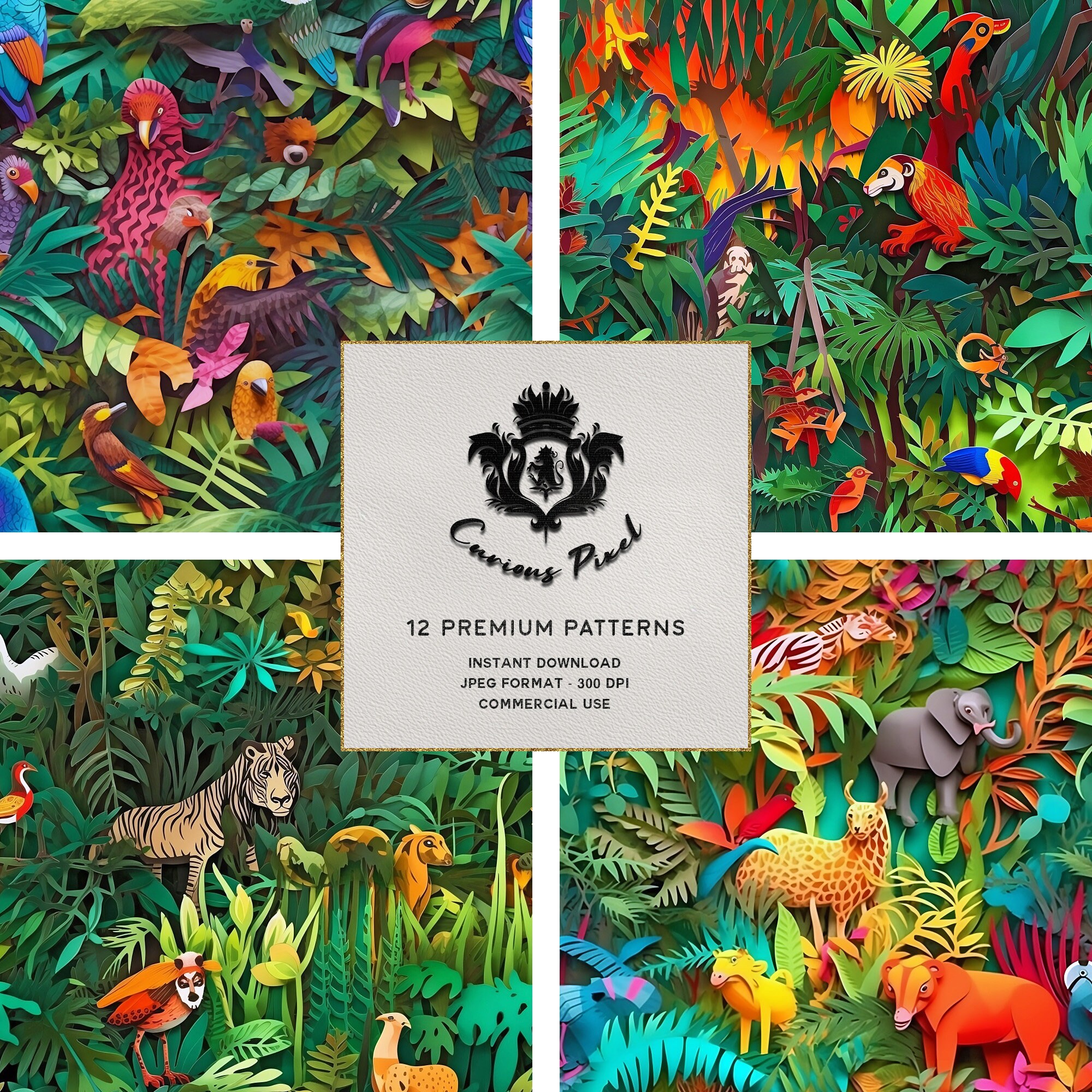 Layered Paper Amazon Rainforest Digital Paper Pattern Seamless Layered ...