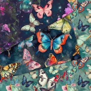 Watercolor Butterflies Digital Paper Seamless Texture Pattern Printable ...