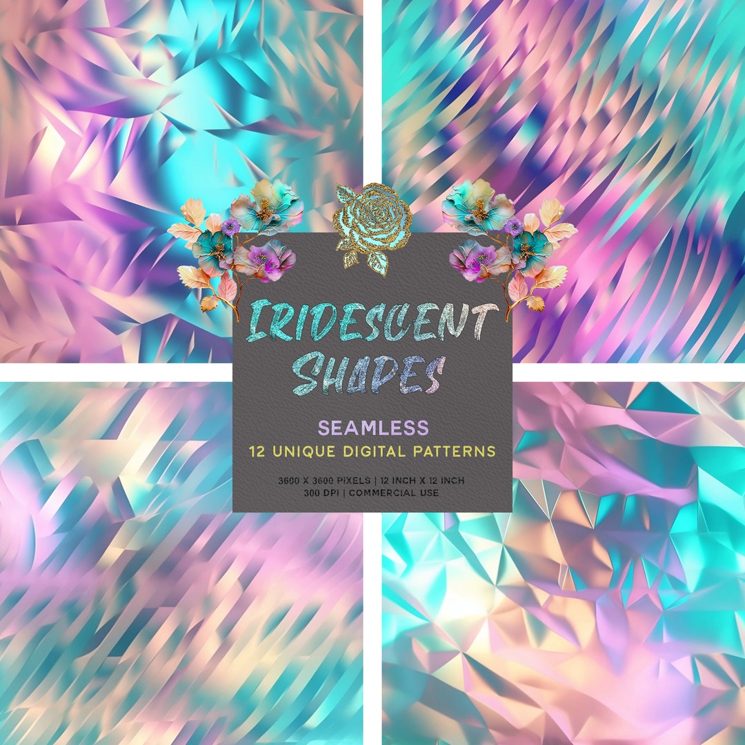 Iridescent Holographic Geometric Shapes Digital Paper Pattern Seamless ...