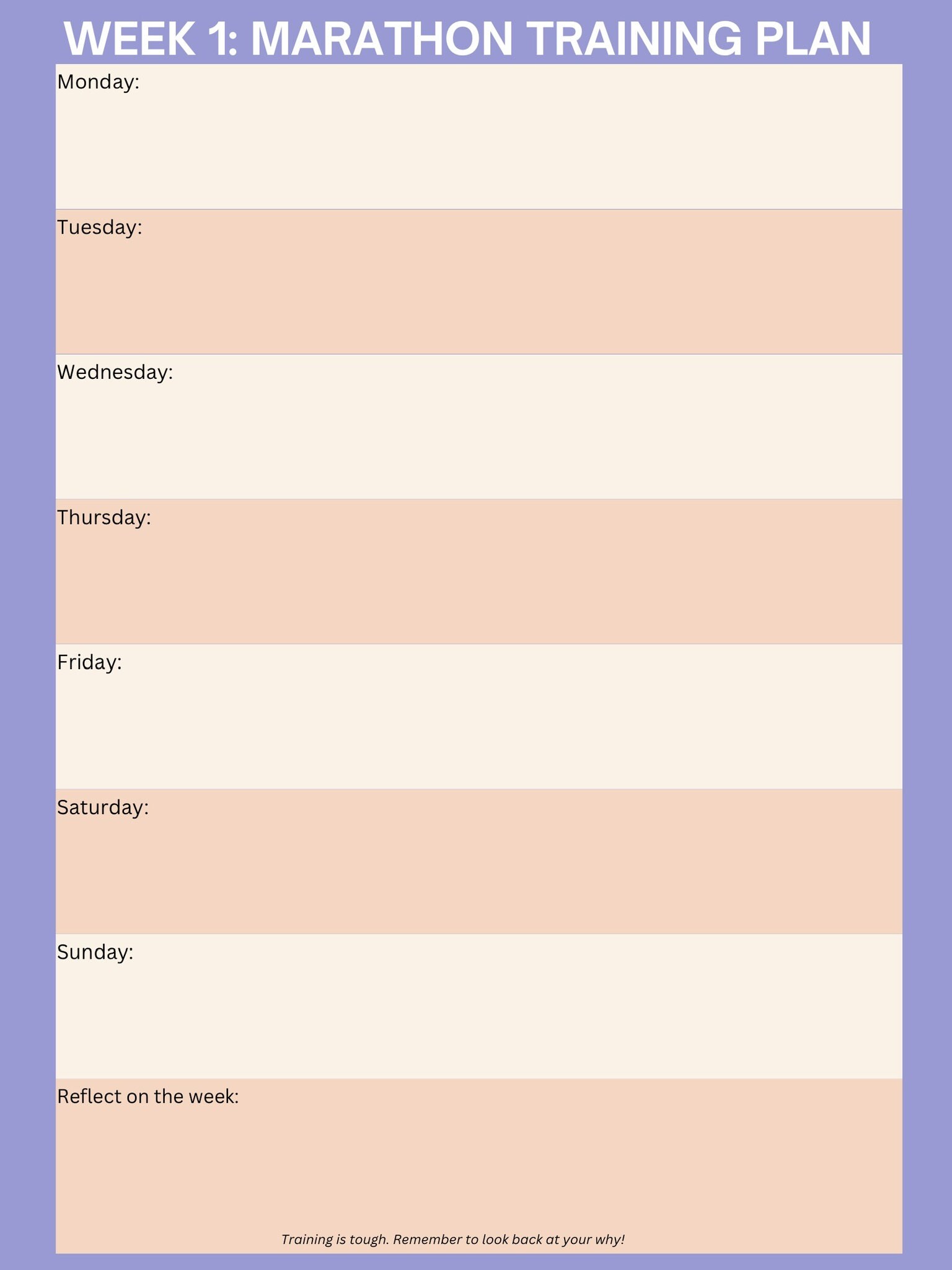 Marathon Training Template - Etsy