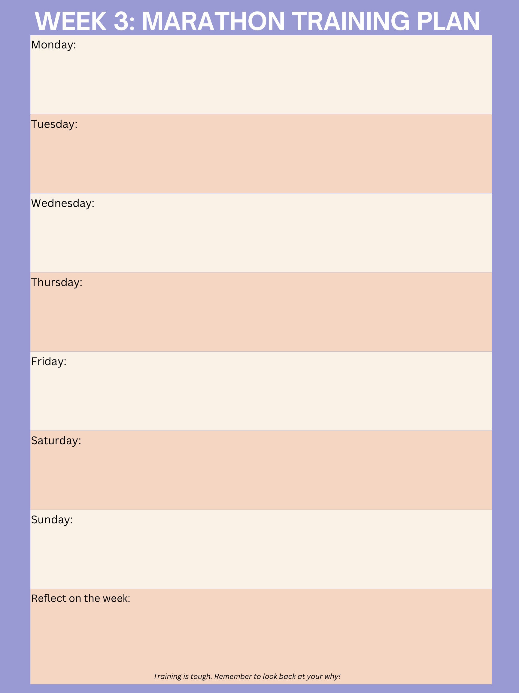 Marathon Training Template - Etsy