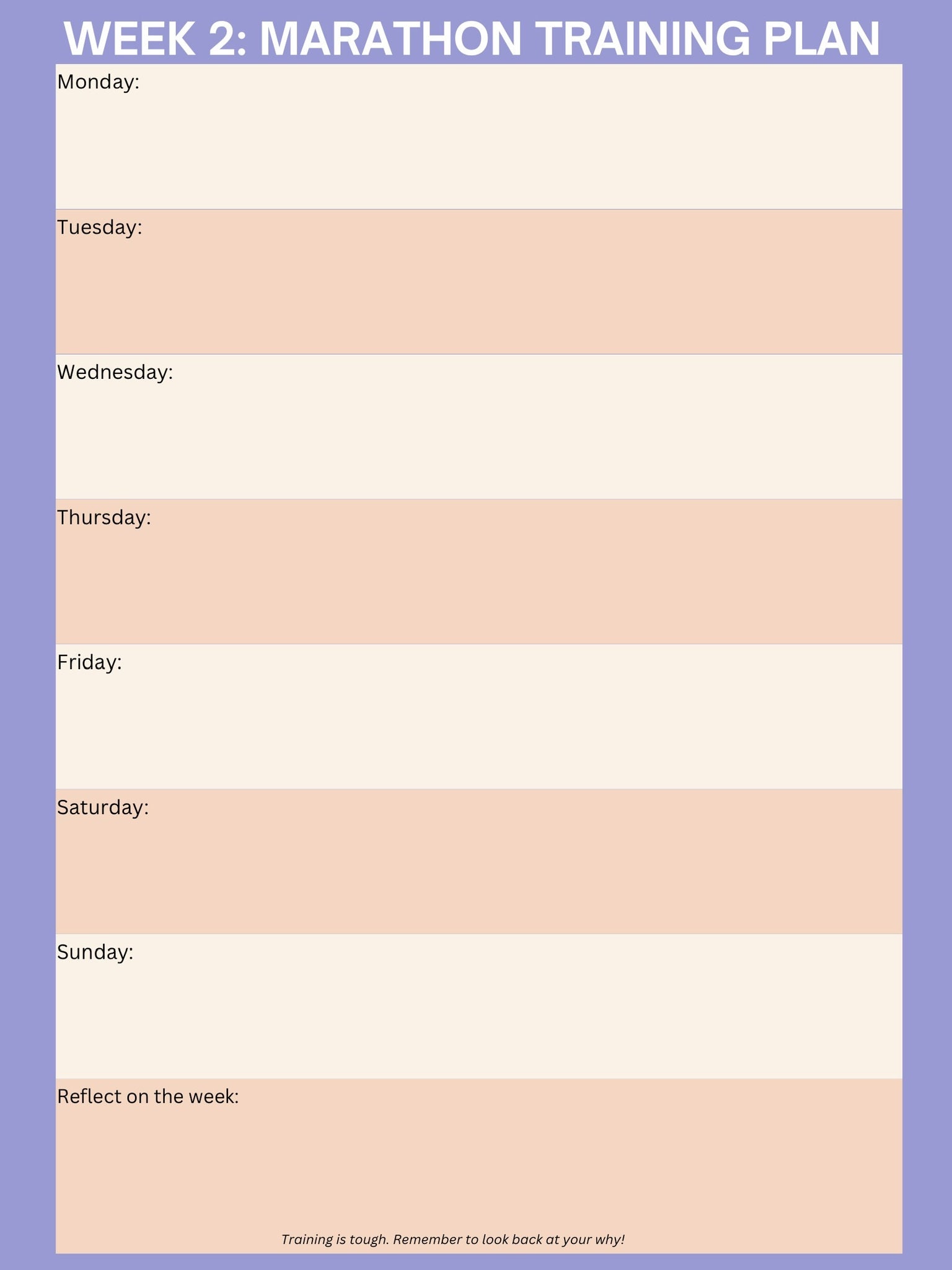 Marathon Training Template - Etsy