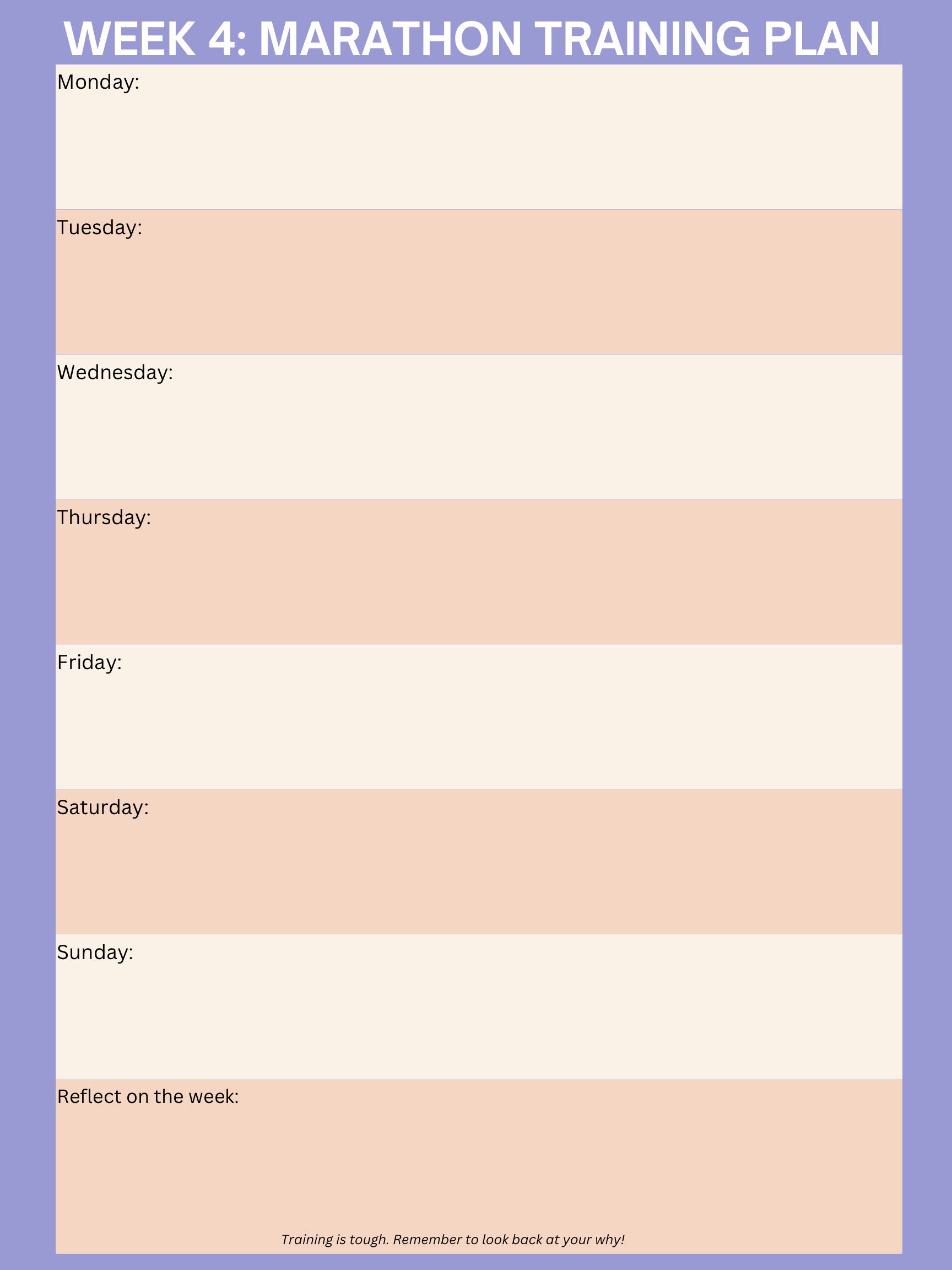Marathon Training Template - Etsy