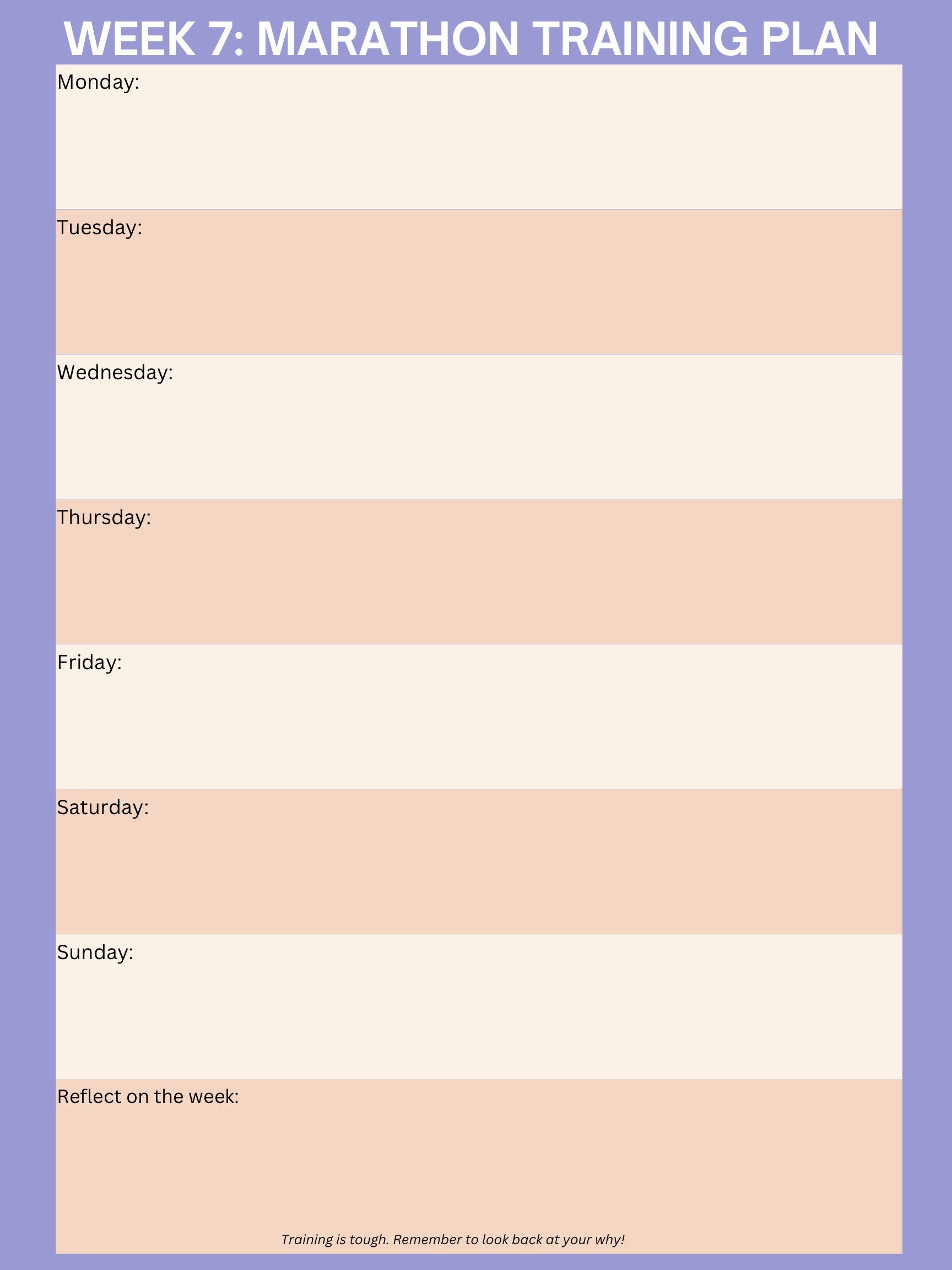 Marathon Training Template - Etsy