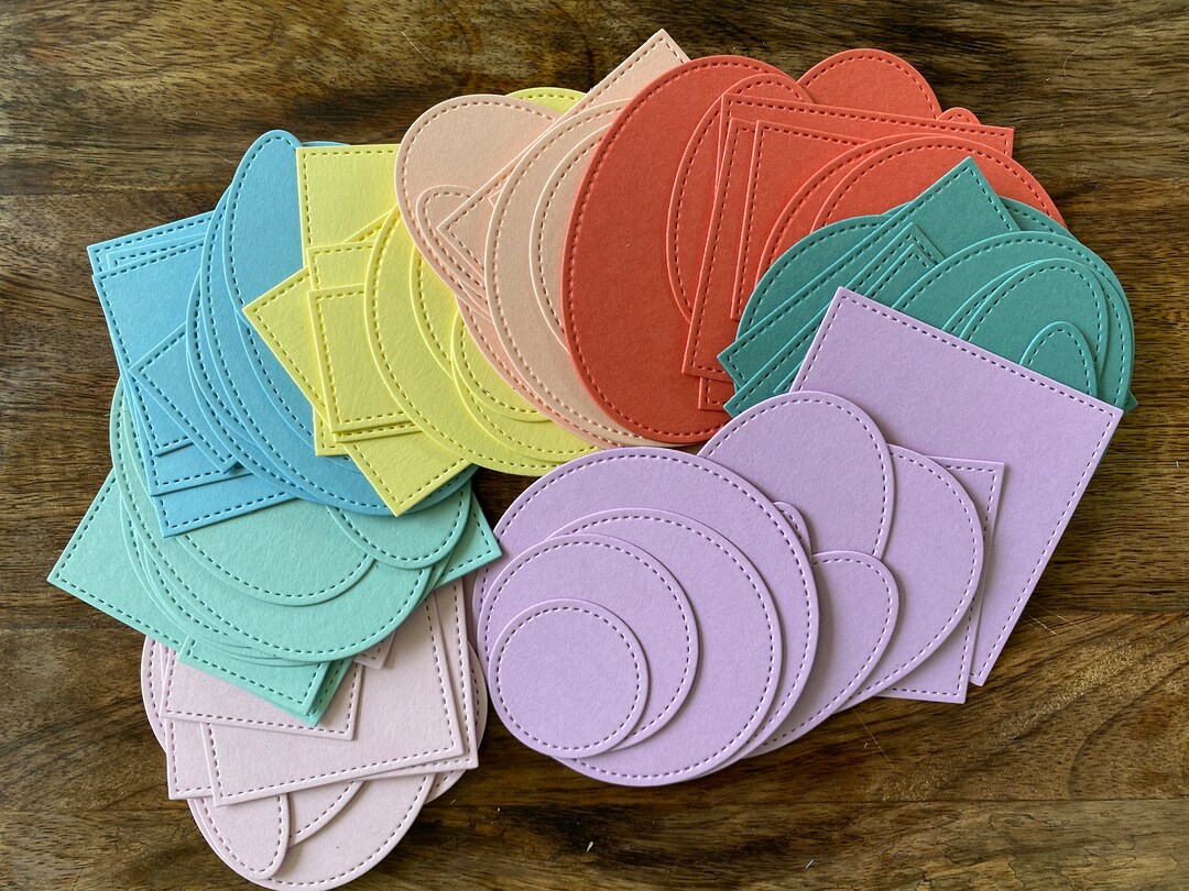 Handmade Stitched Cardstock Die Cut Shapes: Scrapbooking & Cardmaking ...