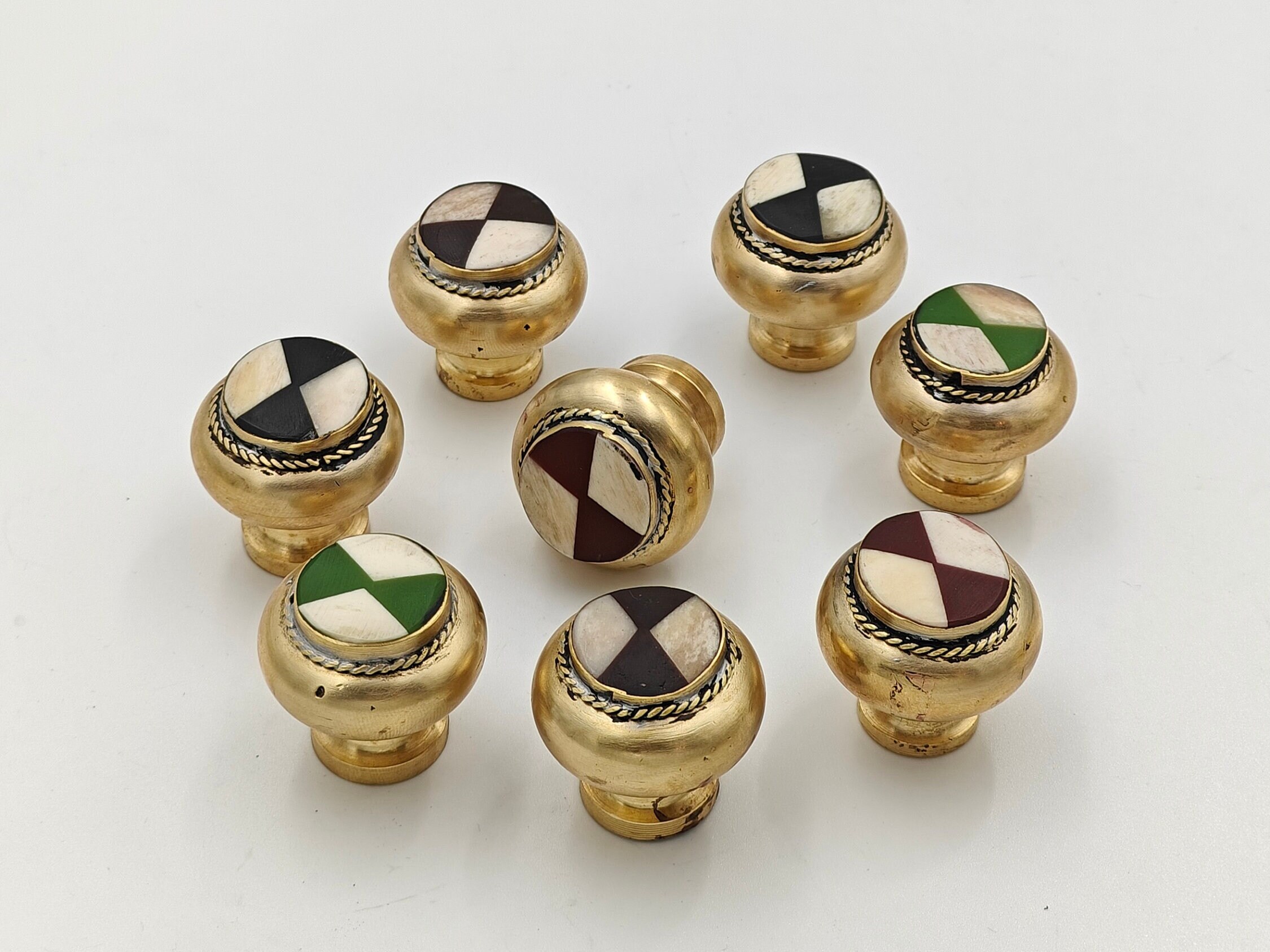 Unlacquered Brass Knobs, Antique Brass Round Mushroom Knob, Resin and Bone Cabinet Knobs - Etsy