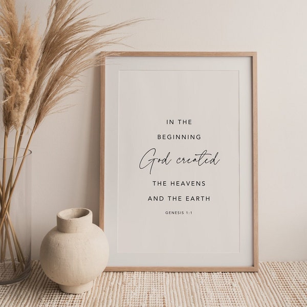 In the Beginning God Created the Heavens and the Earth - Etsy