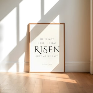 Matthew 28:6, He is Not Here He Has Risen, He is Risen Printable ...