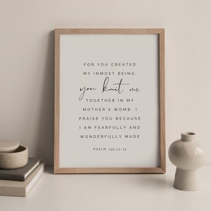 Psalm 139:13-14, for You Created My Inmost Being, Fearfully ...