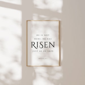 Matthew 28:6, He is Not Here He Has Risen, He is Risen Printable ...