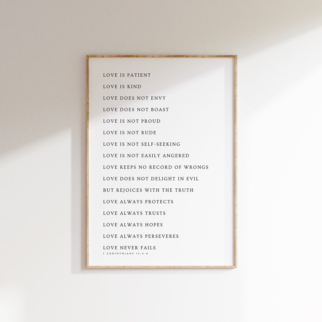 1 Corinthians 13:4-8, Love is Patient Love is Kind, Bible Verse ...