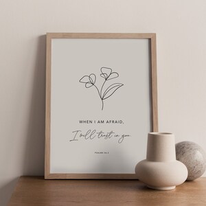 Psalms 56:3, When I Am Afraid, I Will Trust You, Bible Verse Wall Art ...