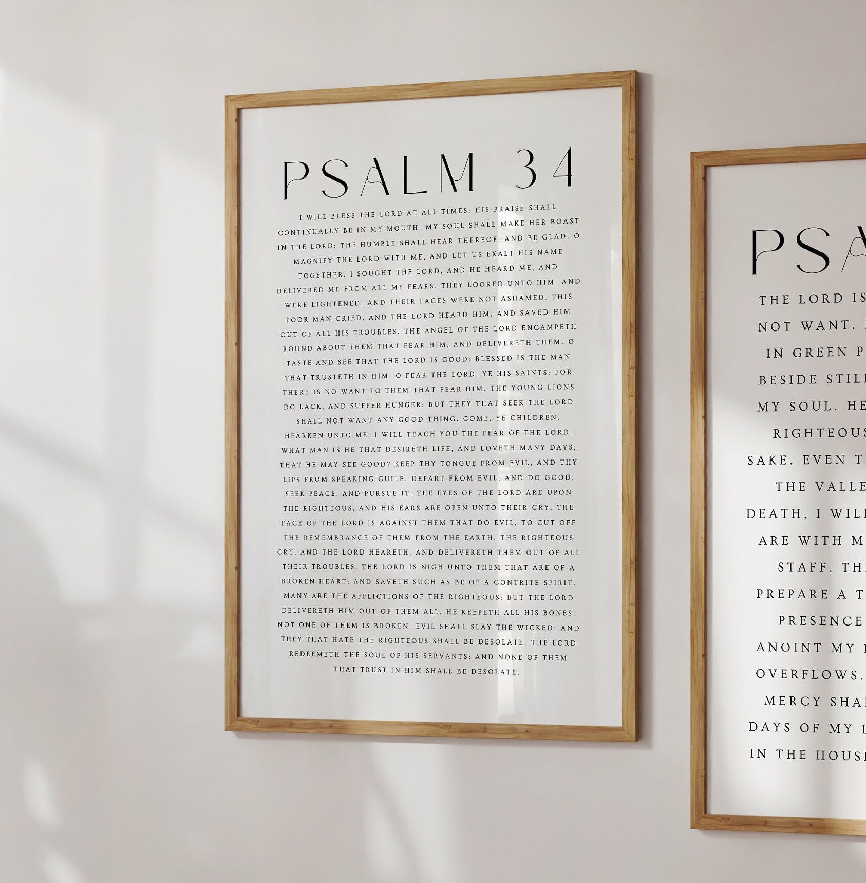 Psalm 34 Print, Bible Verse Printable Wall Art, Christian Print ...