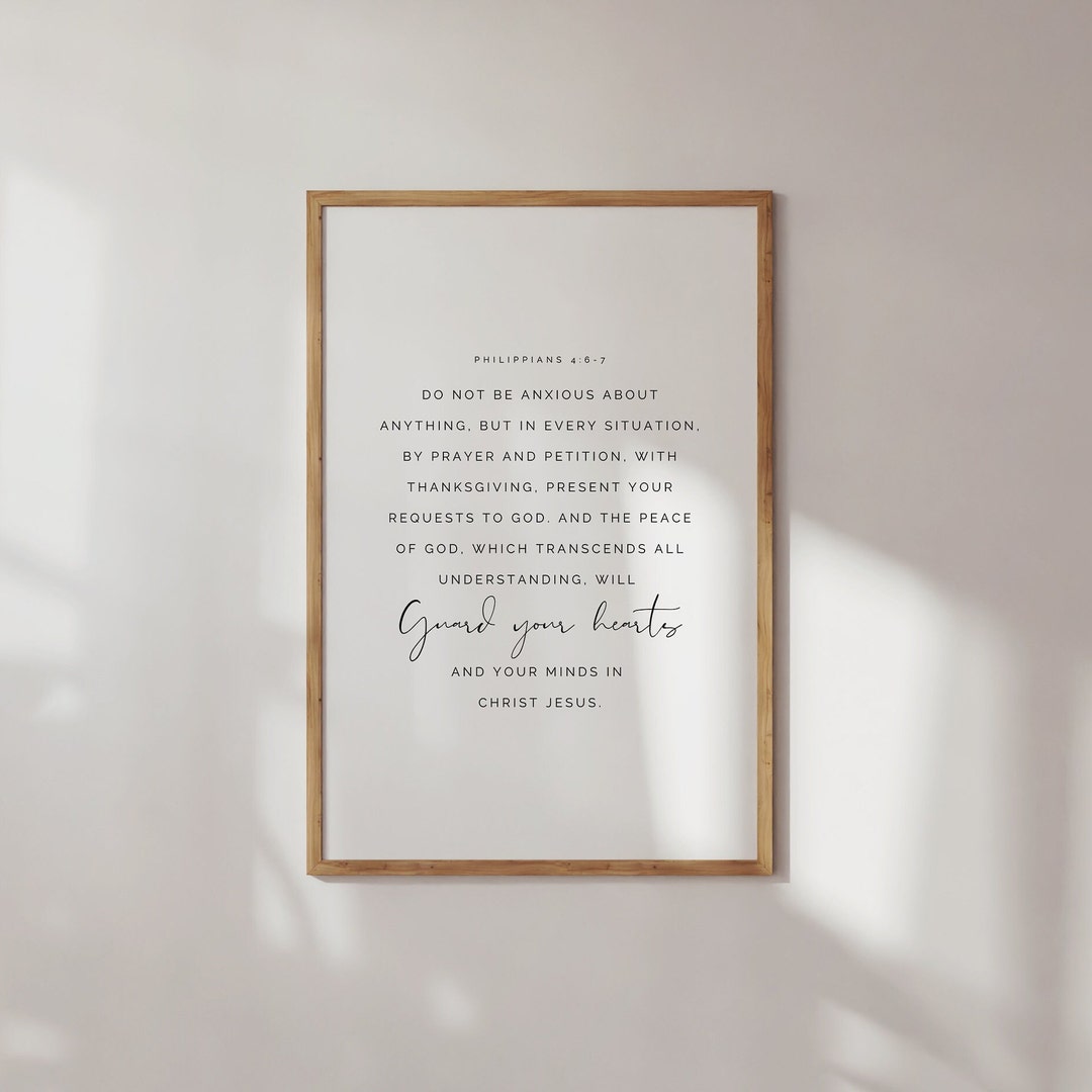 Philippians 4:6-7, Do Not Be Anxious About Anything Print, Bible Verse ...