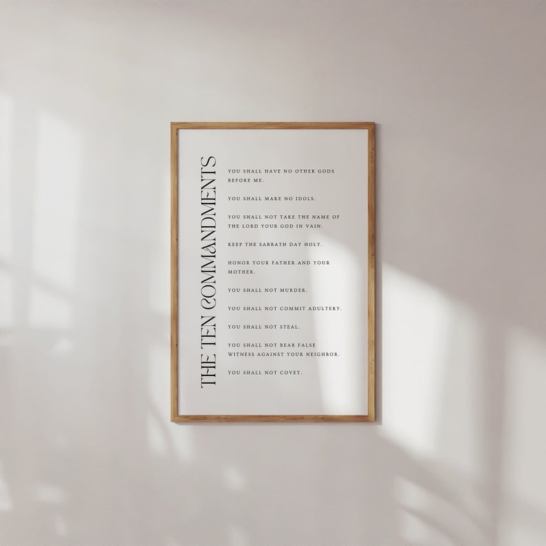 The Ten Commandments Wall Art, the 10 Commandments Printable, Christian ...