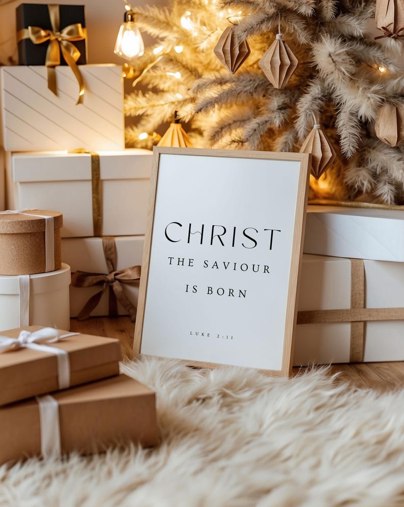 Luke 2:11, Christ the Saviour is Born, Christian Christmas Wall Art ...