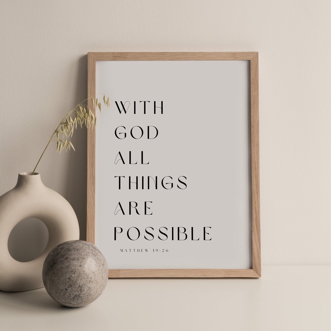 Matthew 19:26, With God All Things Are Possible, Bible Verse Printable ...
