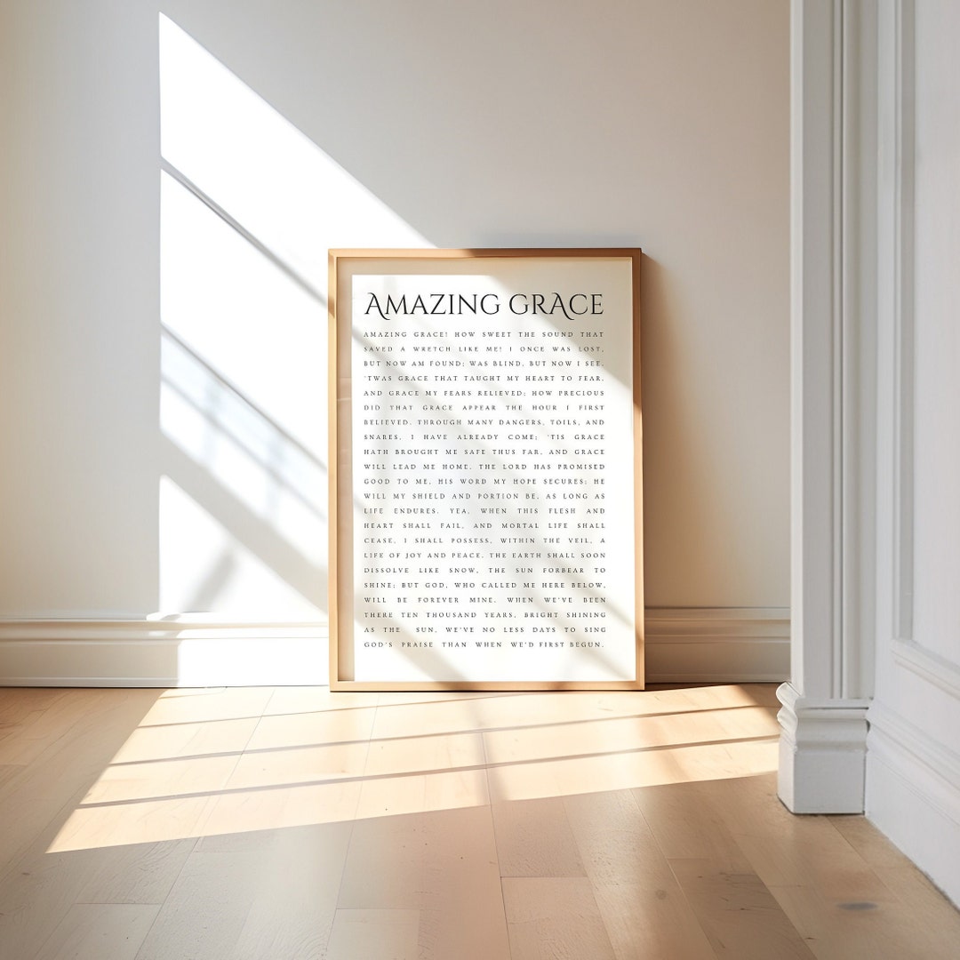 Amazing Grace Wall Art, Christian Hymn Wall Art, Amazing Grace ...