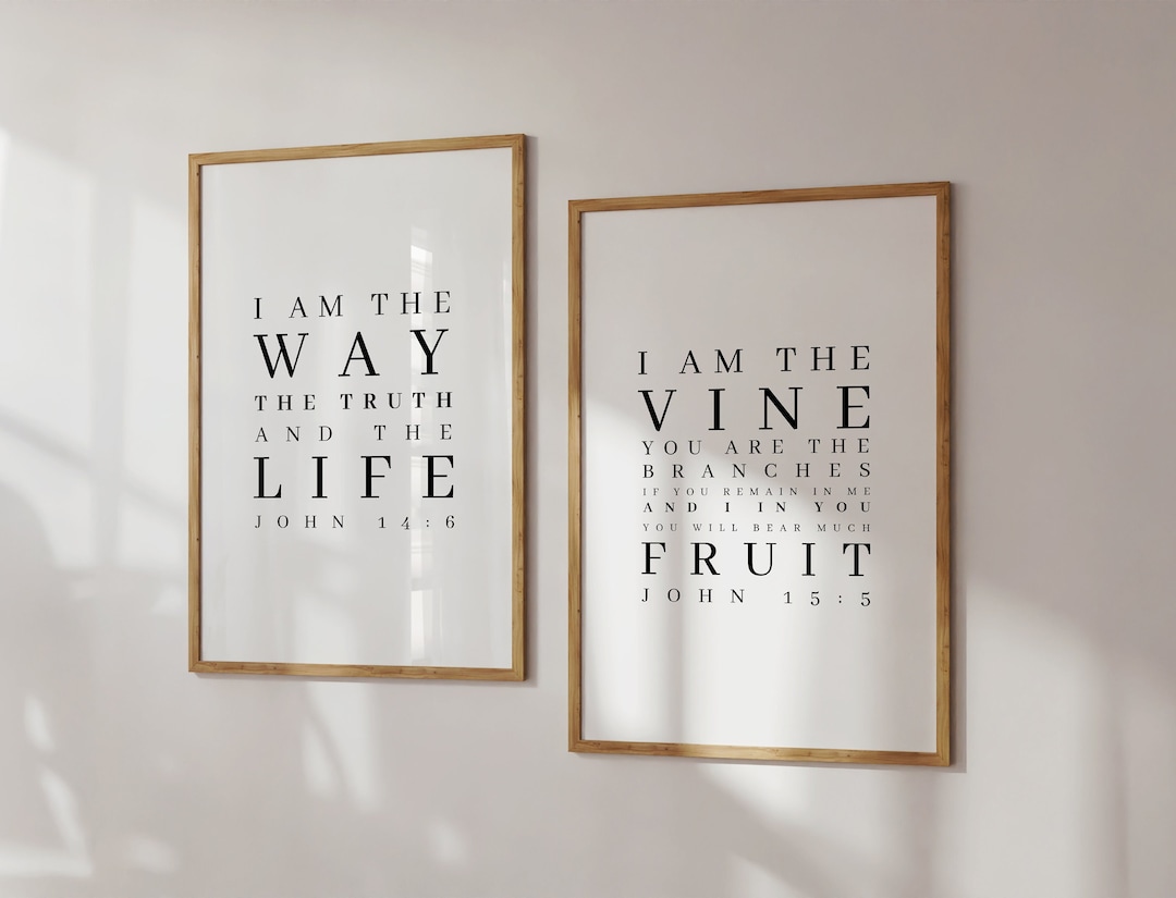 Set of 2 Bible Verse Wall Art, Bible Verse Printable, Christian ...
