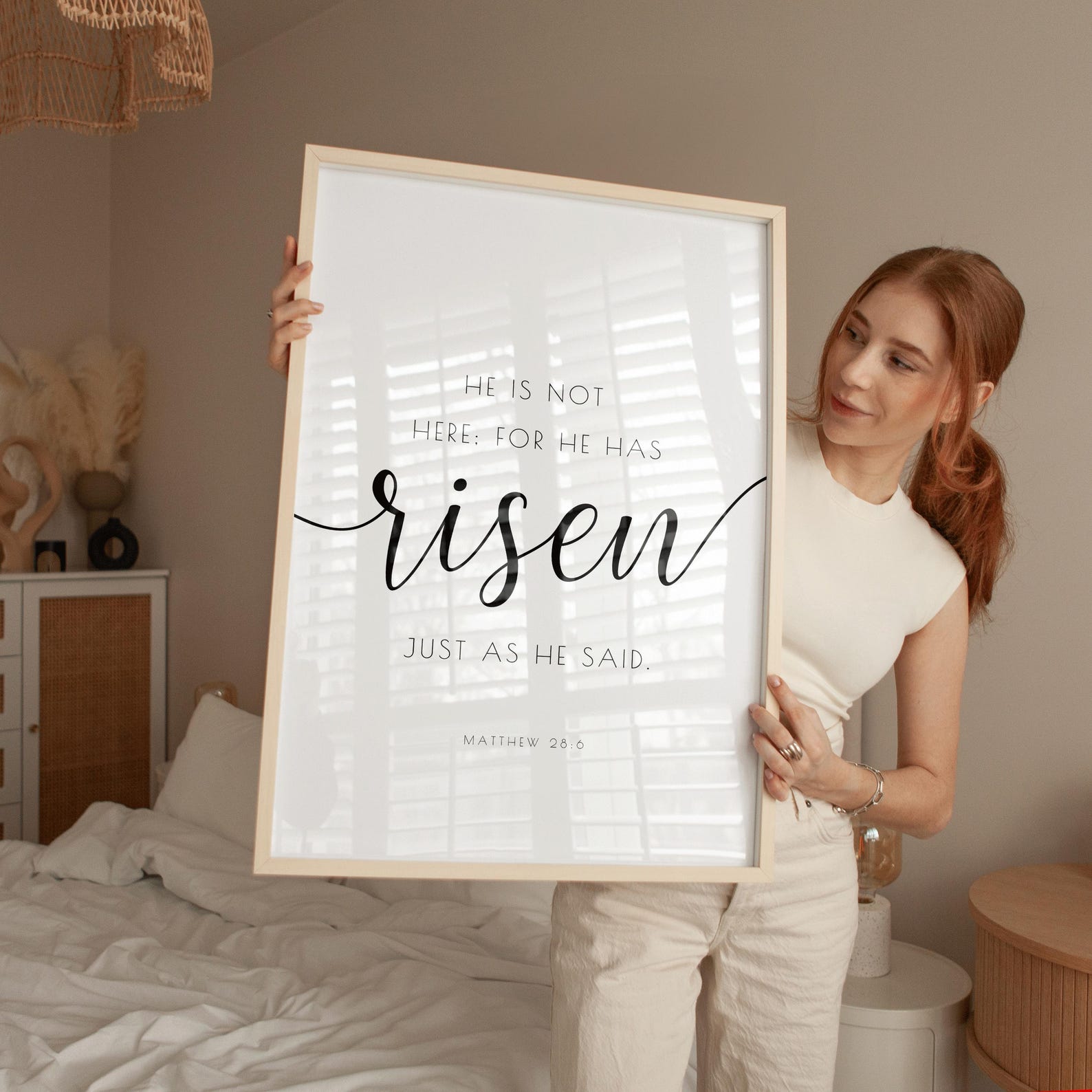 Matthew 28:6, He is Not Here He Has Risen, He is Risen Wall Art, Easter ...