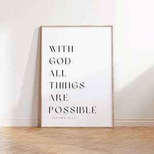 Matthew 19:26, With God All Things Are Possible, Bible Verse Printable ...