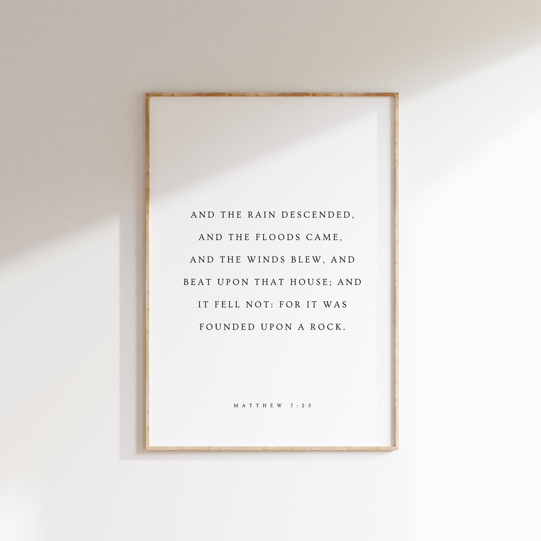 Matthew 7:25, and the Rain Descended, Founded Upon A Rock, Modern ...